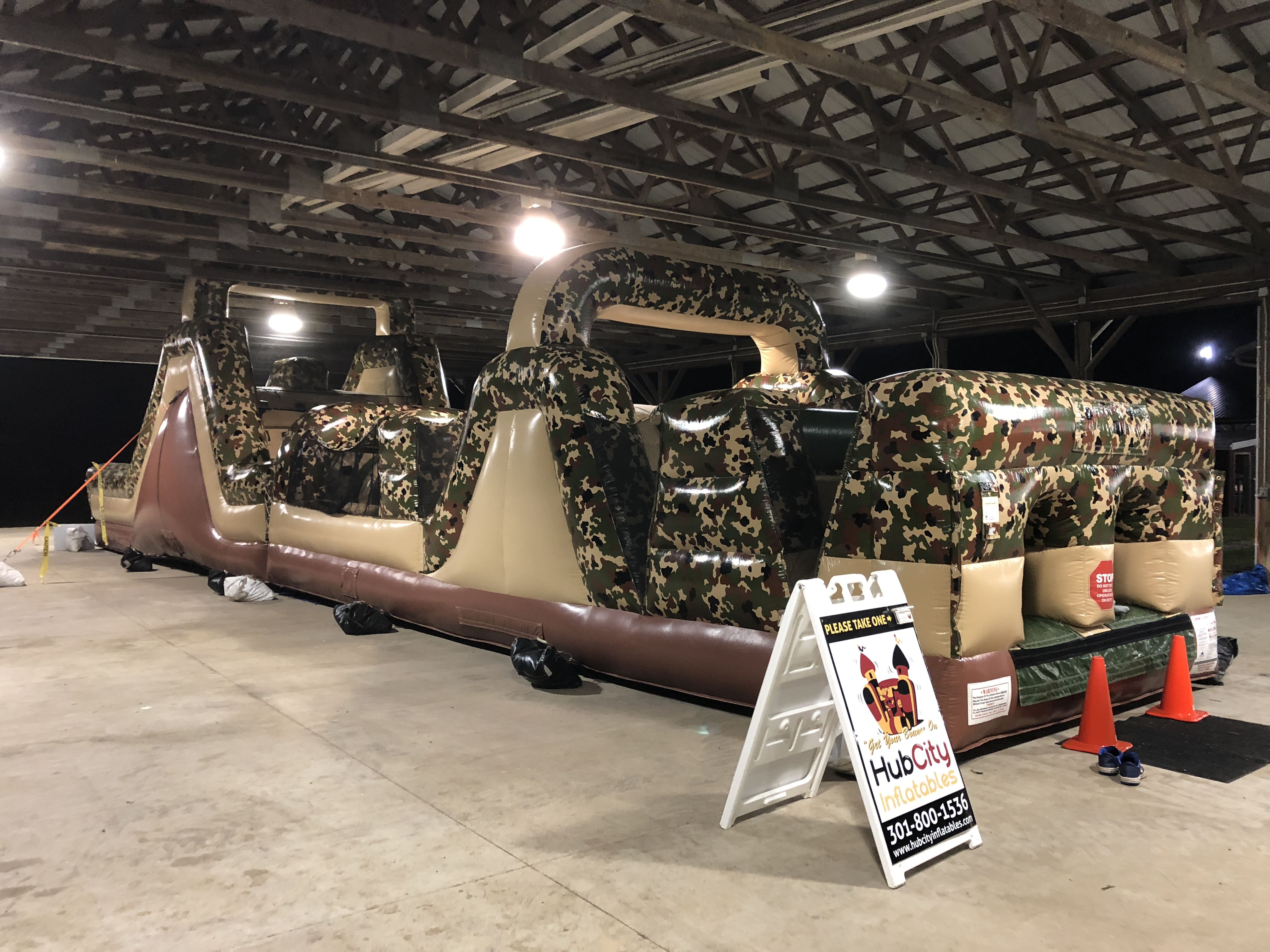 60 foot camo obstacle course - Park at Dark pt.2 - Hub City Inflatables
