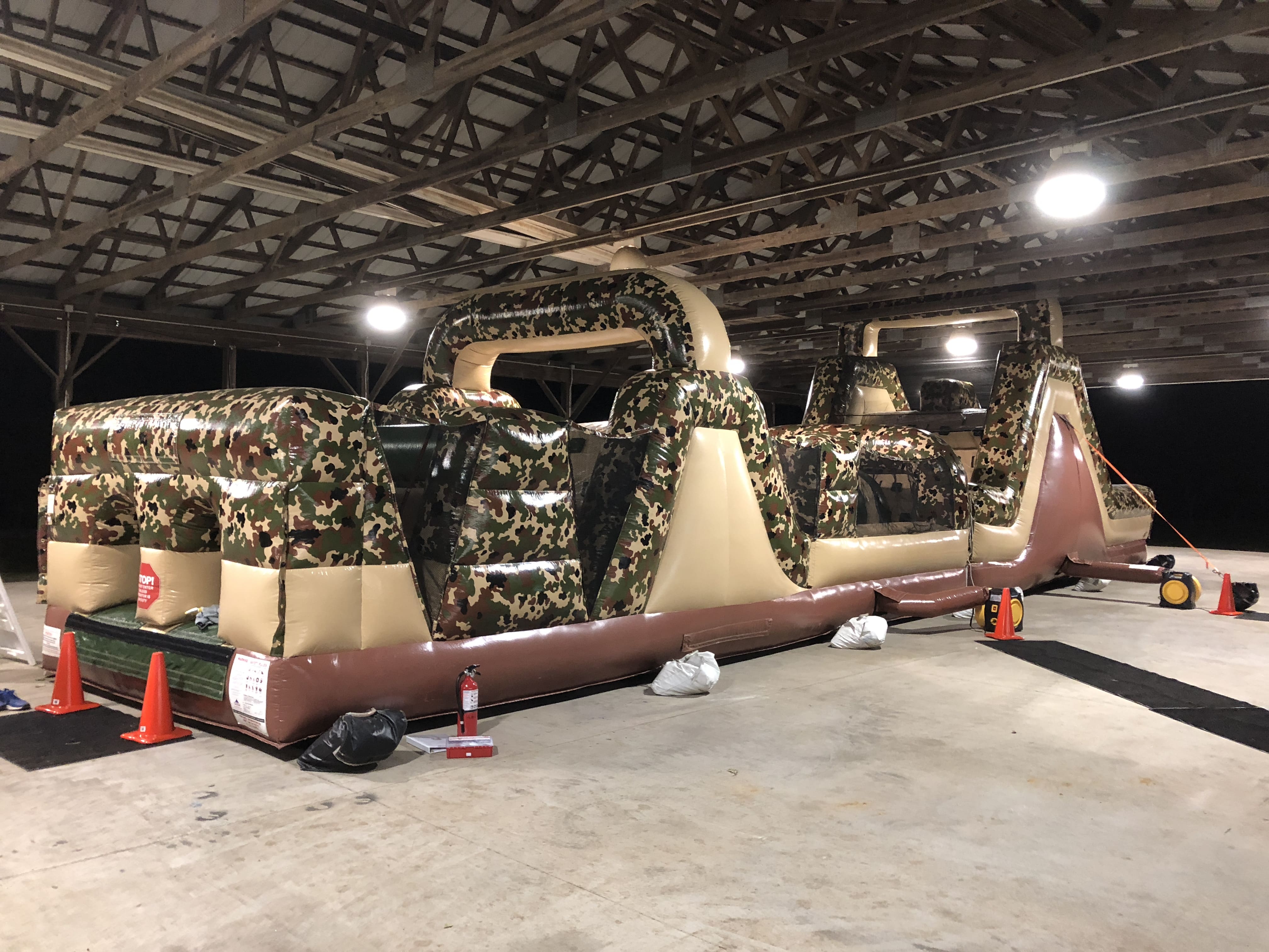 60 foot camo obstacle course - Park at Dark - Hub City Inflatables